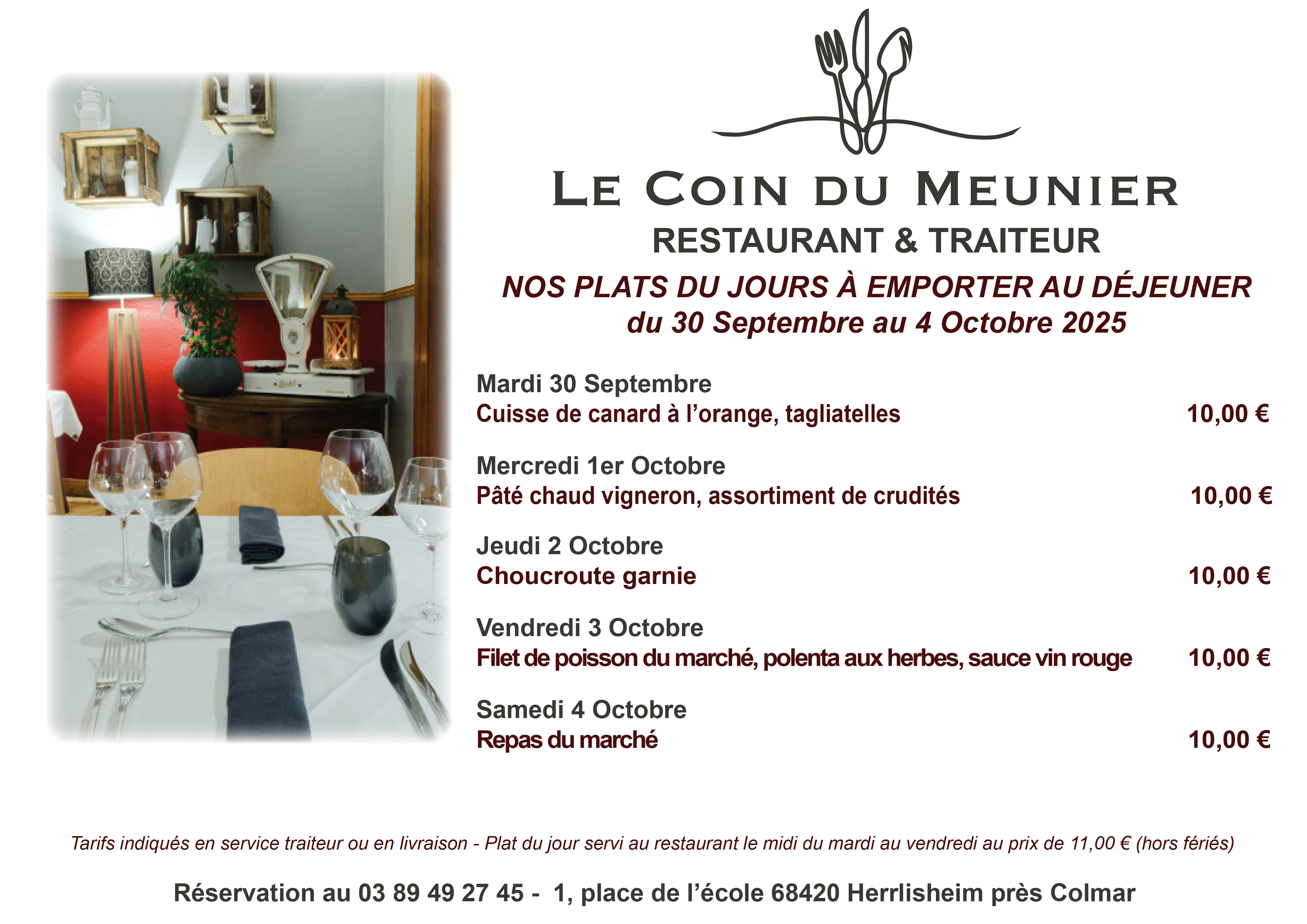 Le Coin du Meunier – Restaurant, Traiteur & Gîtes à Herrlisheim-prés-Colmar